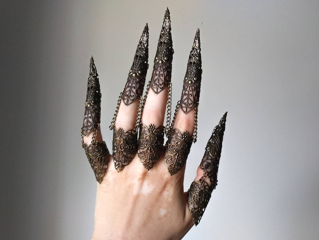 Finger Claws Steampunk Jewelry "kona" Drag Queen Accessory Claw Rings ...