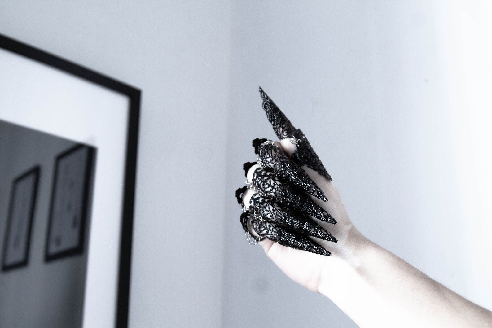 Gothic Claw Rings, Full Finger Claws Midi Ring "stokksnes" Vampire ...