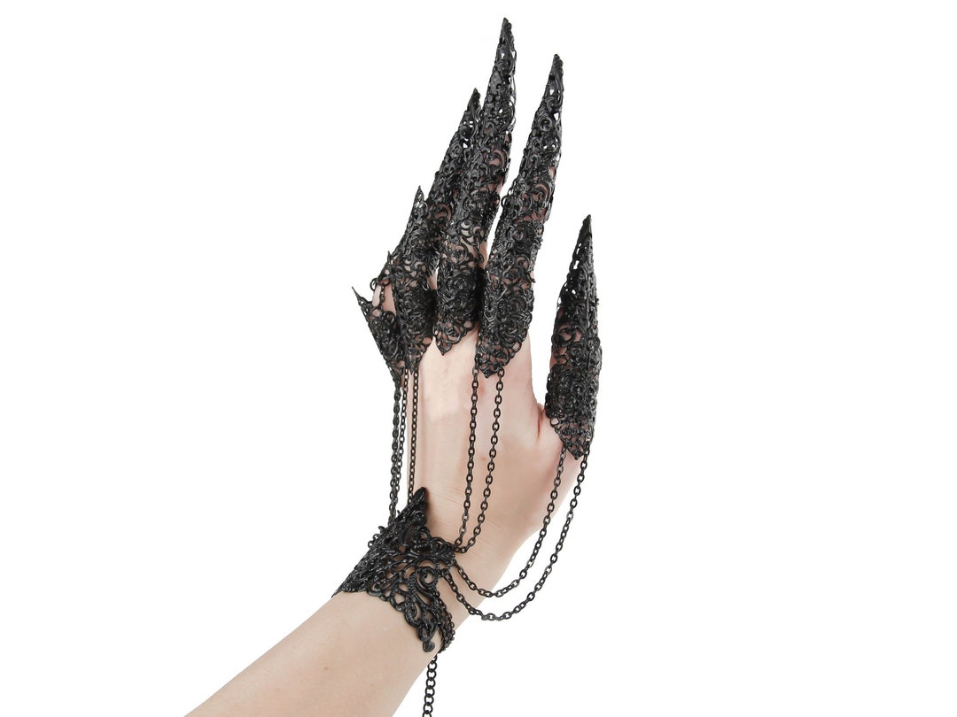 Full Hand Armor "maya" Claw Rings Gothic Nail Claws Halloween Ring Set ...