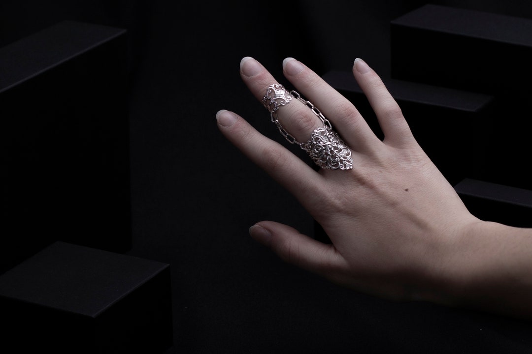 Double Filigree Ring Gothic Jewelry Gift for Her "r-13" Goth Girl Gifts ...