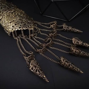 Goth Hand Armor "siha" Full Hand Metal Glove With Claw Rings, Horror ...