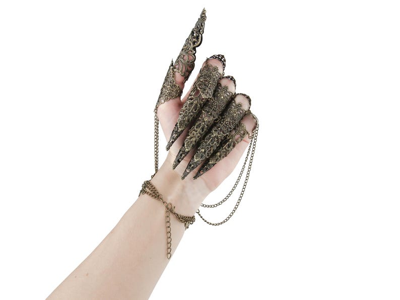 Rainbow Full Hand Armor "maya" Claw Rings Drag Queen Nail Claws ...