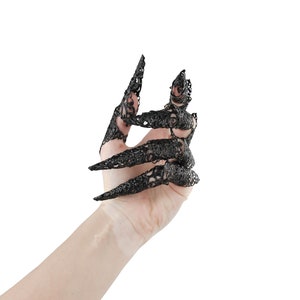 BLACK Full Finger Armor With Long Claws "syndra" Goth Gift, Horror ...