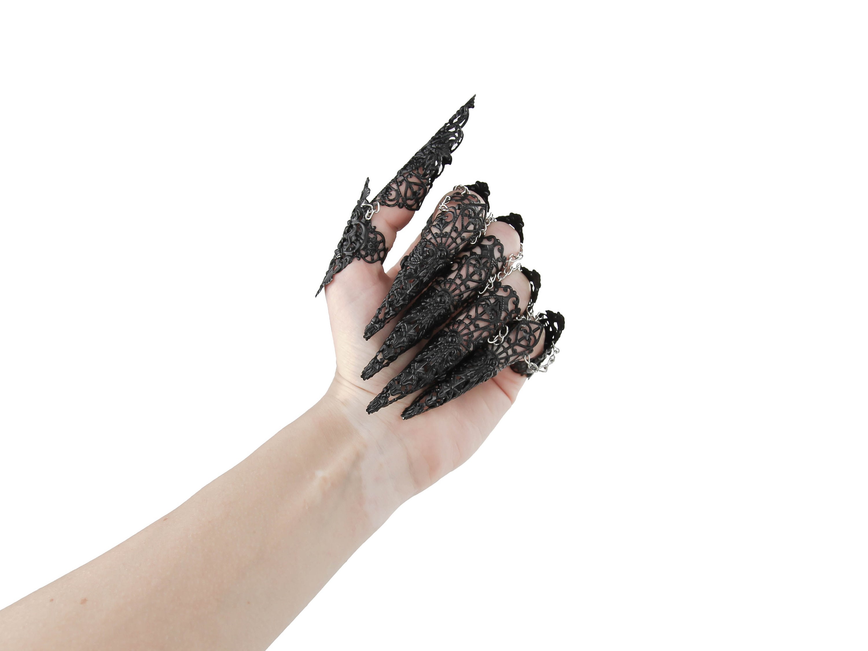 Gothic Claw Rings, Full Finger Claws Midi Ring "stokksnes" Vampire ...