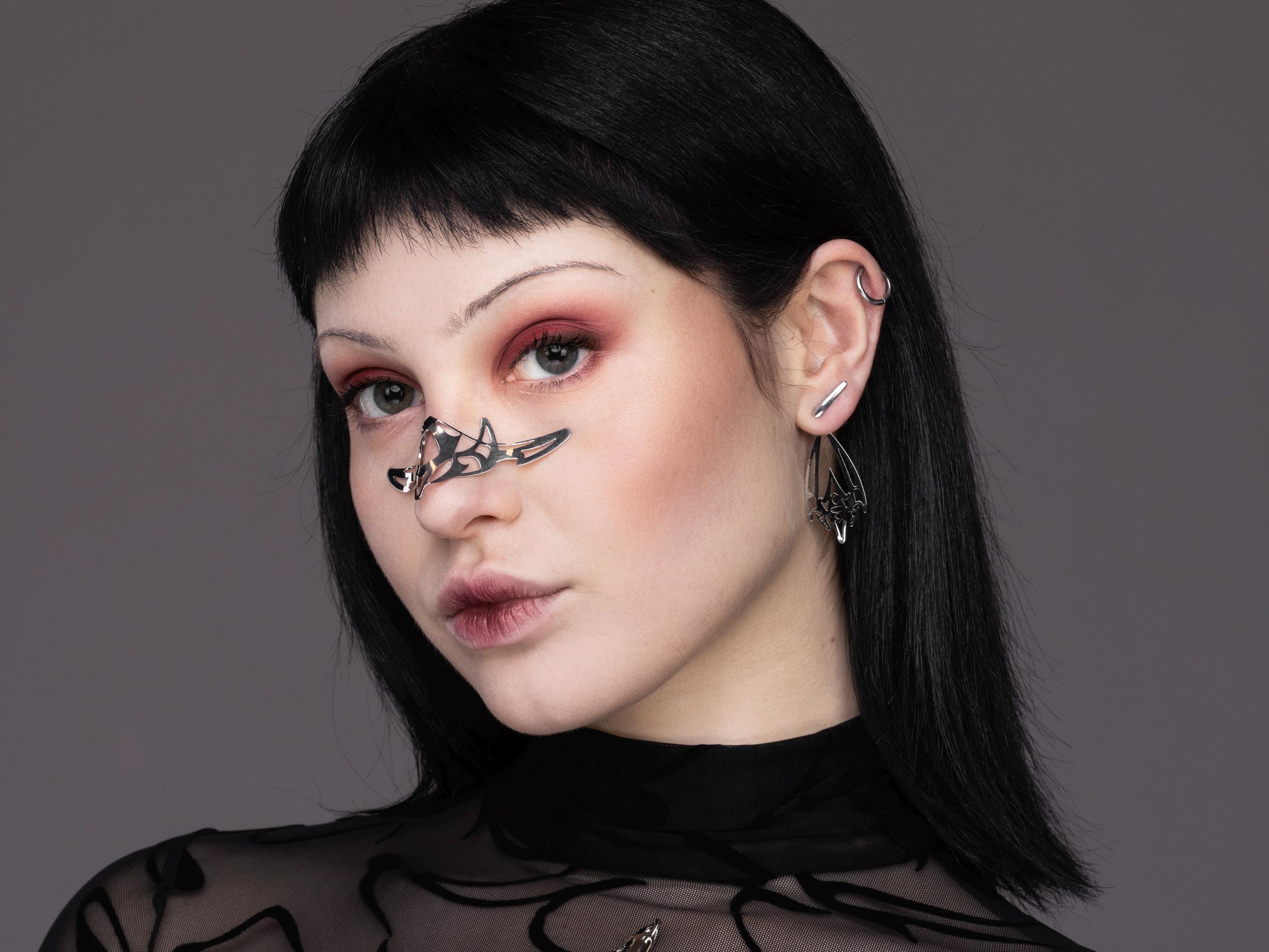 Sci-fi Neo Goth Nose Piece "dakon" Nose Jewelry Face Accessory - Gothic ...