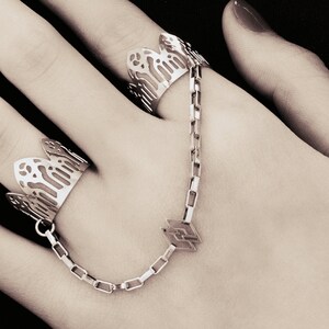 Goth Double Ring "jinx" Full Finger Ring, Dark Ring Set Gift for Goth ...