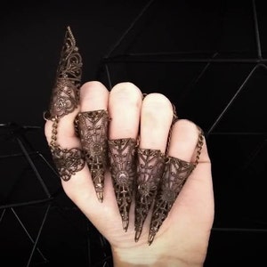 Hand Armor Finger Claws Goth Halloween Gift Claw Rings "kali", Dark ...