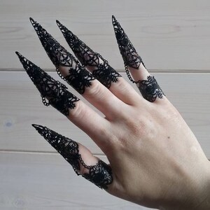 Black Finger Claws syl Hand Armor Ring Drag Queen Accessories ...