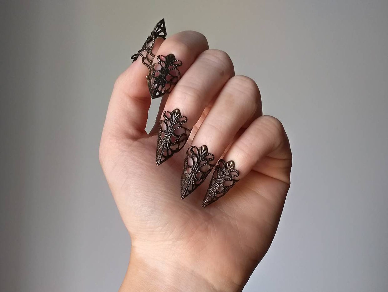 Nail Finger Claws obsidian Claw Rings Bridesmaid | Etsy