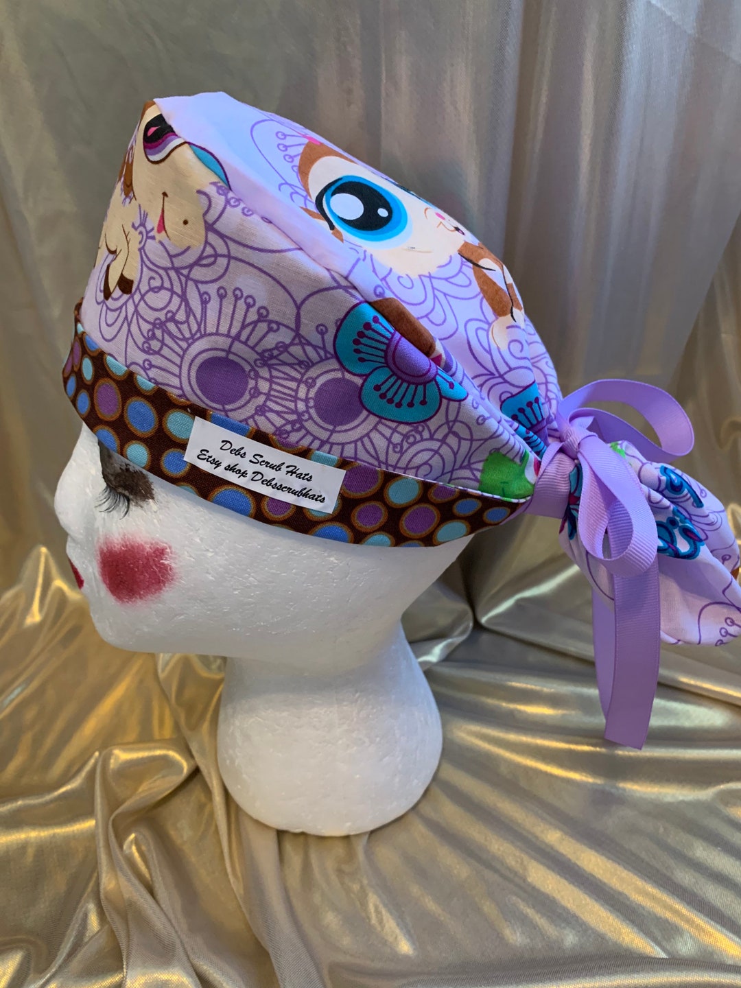 Scrub Hat for Women/ Cartoon Scrub Hat/ Ponytail Scrub Hat/ Ponytail ...