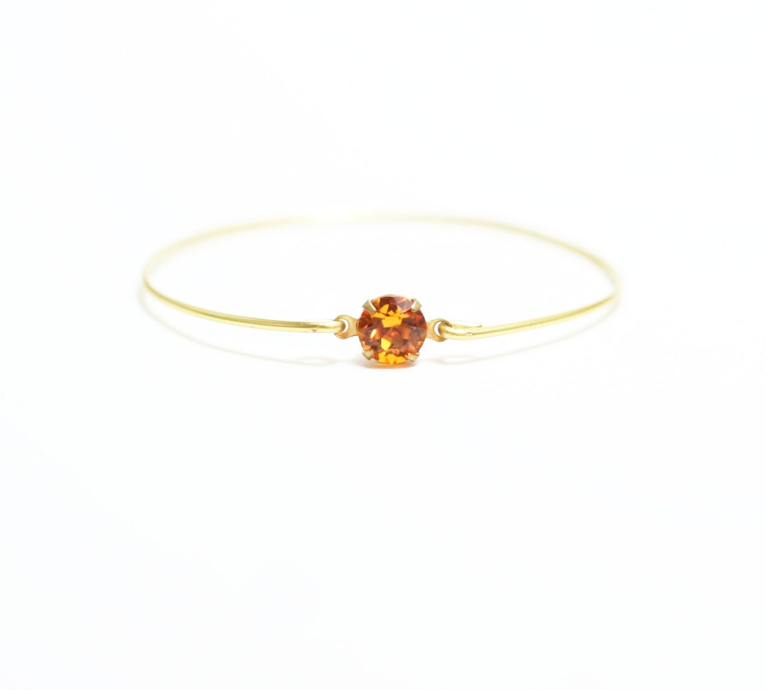 Girl's Topaz Birthstone Bangle, Topaz Stackable Bangle, November Gem ...