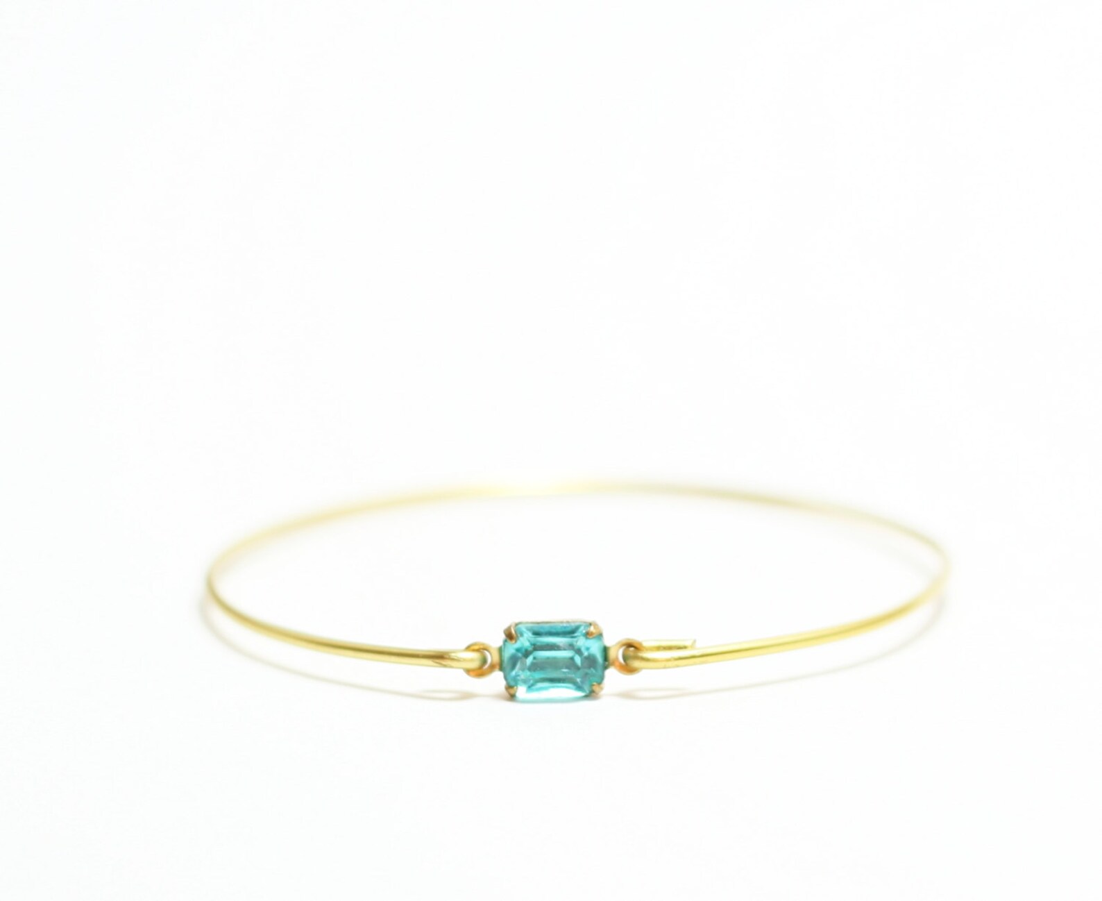 Girl's Aquamarine Birthstone Bangle, Aquamarine Stackable Bangle, March ...