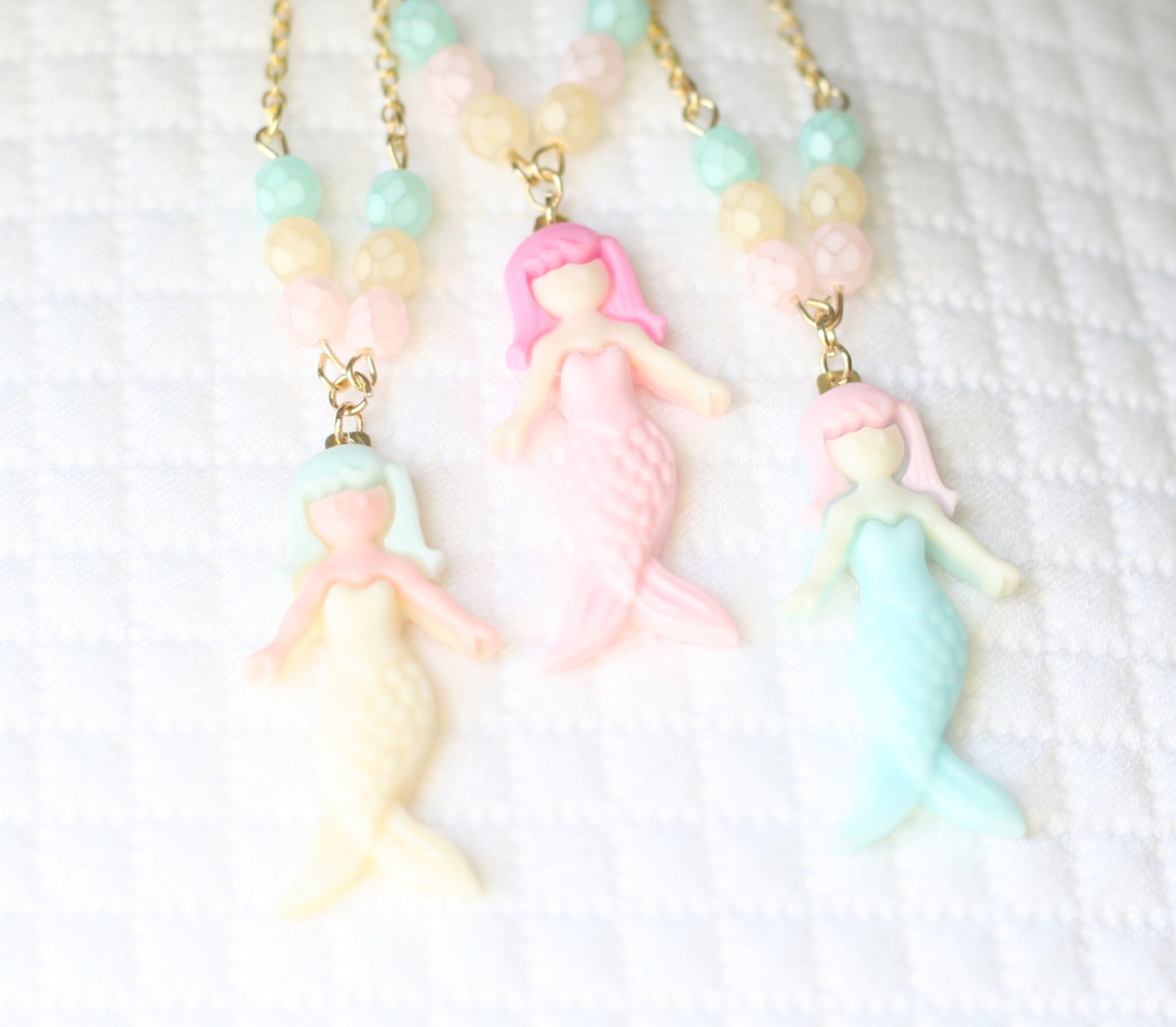 Girls Mermaid Necklace Resin Mermaid Necklace Mermaid Jewelry Kid's ...