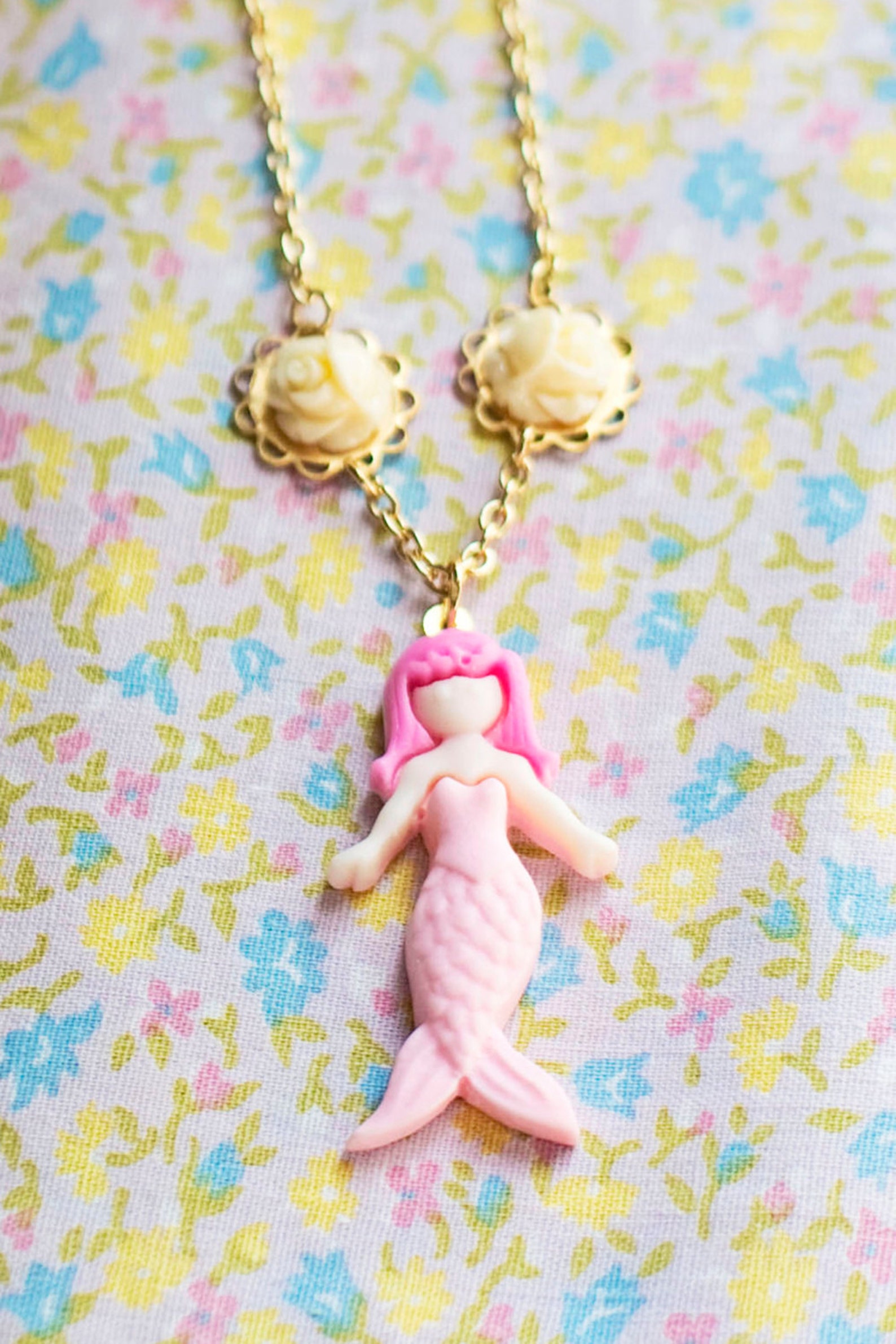 Girls Mermaid Necklace Resin Mermaid Necklace Mermaid Jewelry Kid's ...