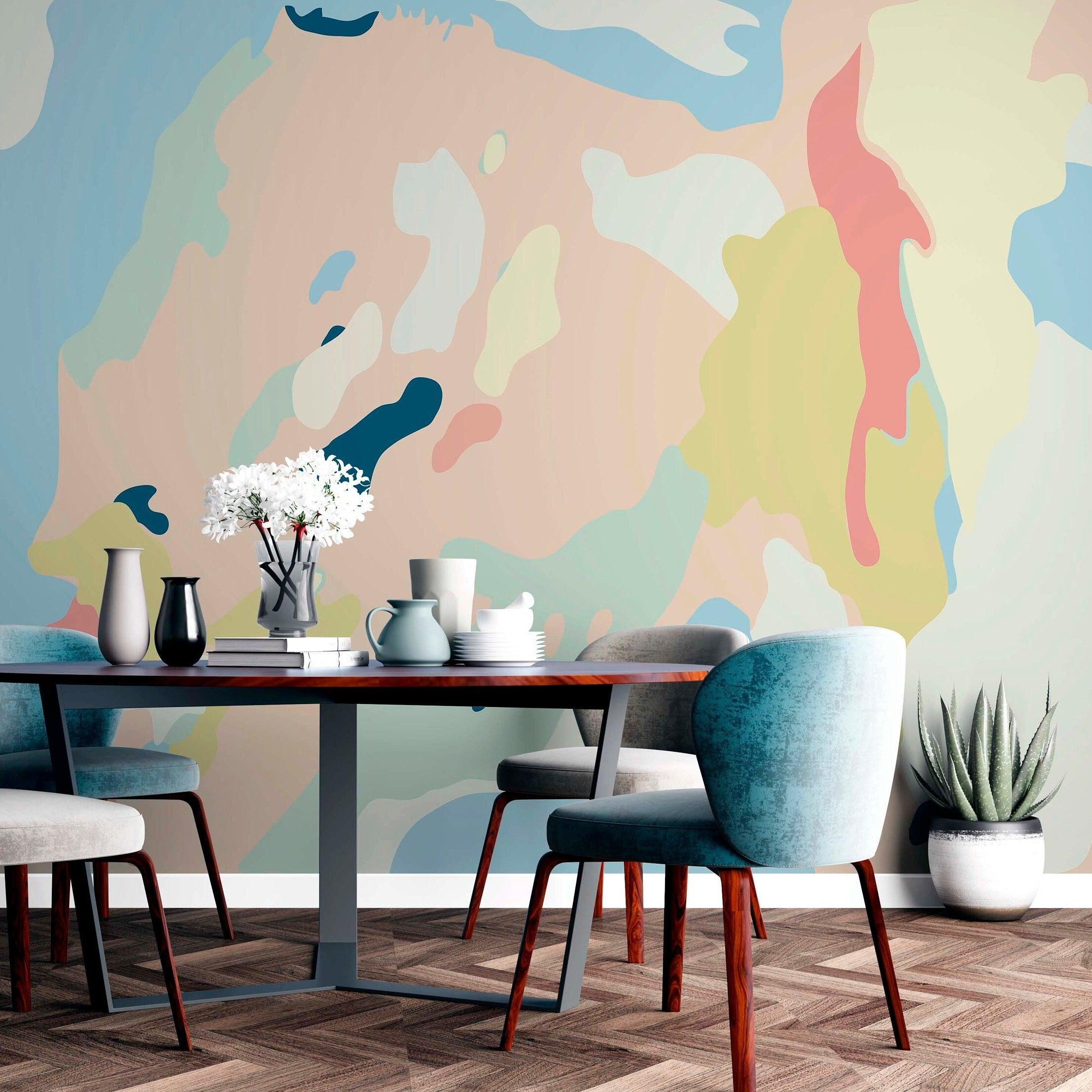 Colorful Organic Shaped Wallpaper - Etsy
