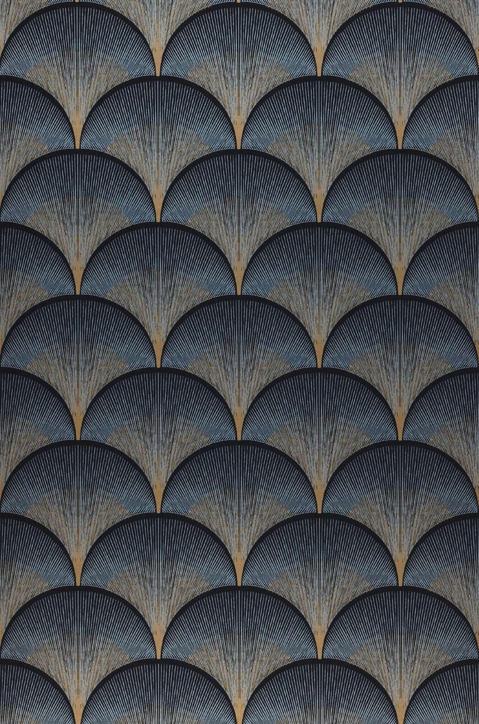 Art Deco Wallpaper: Shimmering Gold & Light Blue Arches - 20.5" X 33ft ...