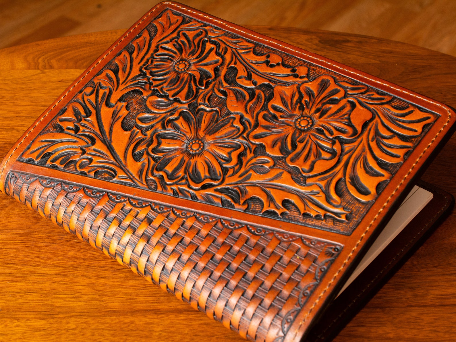 5 X 8 Notepad - Hand Carved Western Floral Scrolls and Basketweave - Etsy