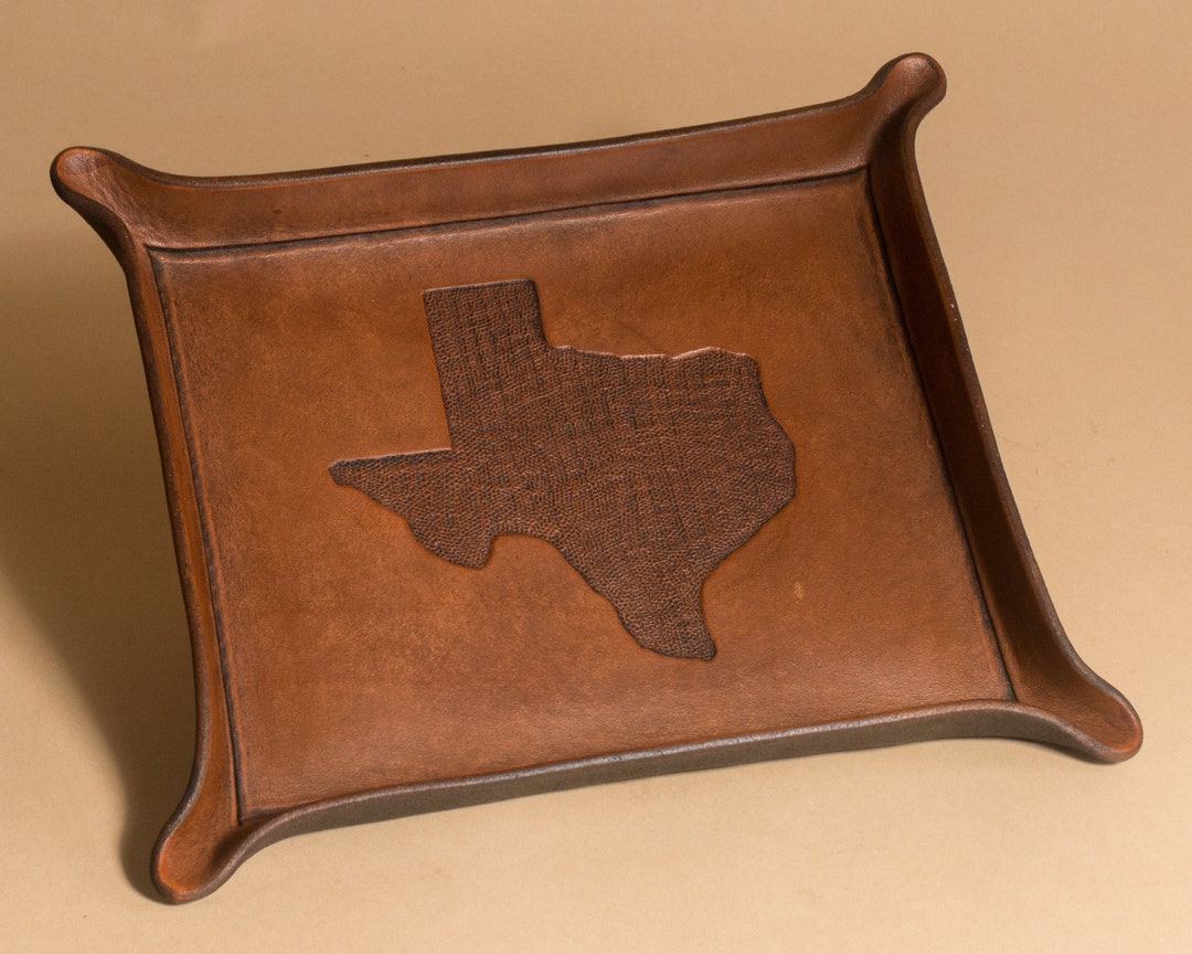 Texas State Tray in Leather - Other States Also Available - Etsy