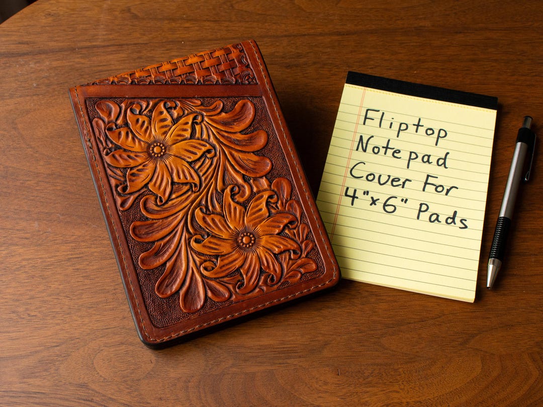 4 X 6 Flip Top Notepad Cover - Sheridan Style Carving With Basketweave ...