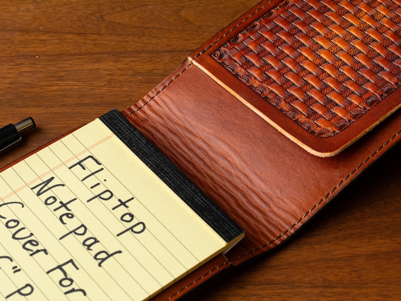 4 X 6 Flip Top Notepad Cover - Sheridan Style Carving With Basketweave ...