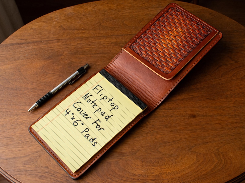 4 X 6 Flip Top Notepad Cover - Sheridan Style Carving With Basketweave ...