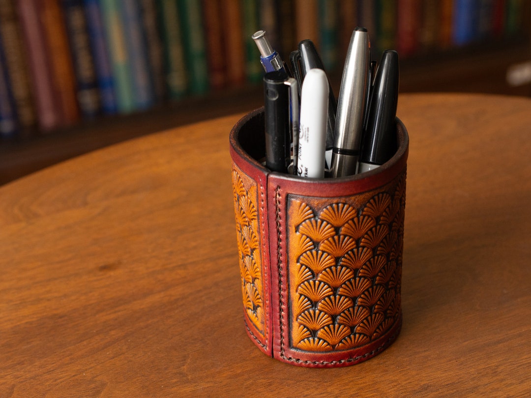 Pen Cup - Art Deco Shell Tooling - Etsy