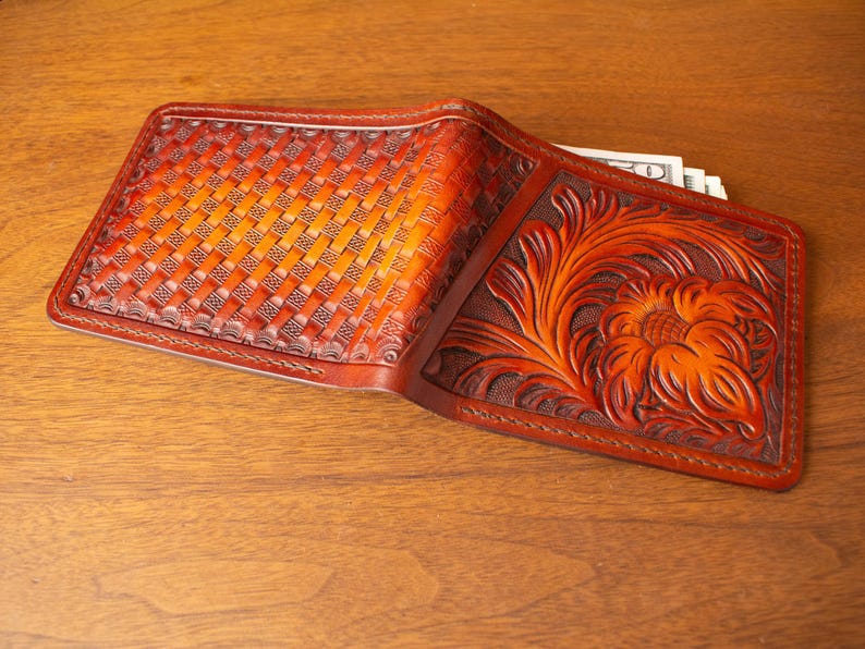 Classic Bifold Wallet - Western Tooling - Hand Stitched - Etsy
