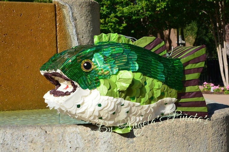 Custom Fish Pinata Bass Fish Piñata Fishermans Birthday Woodland ...