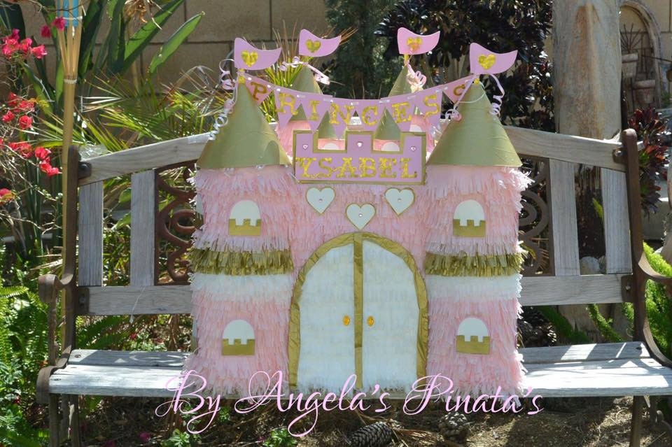 Princess Castle Pinata, Pink and Gold Birthday, Princess Shabby Chic ...