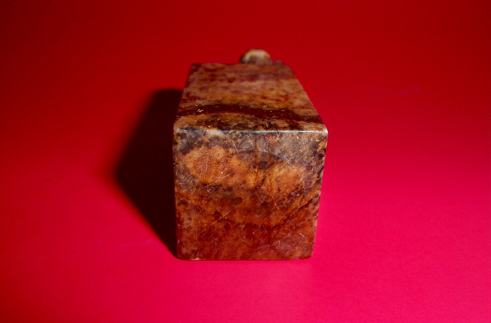 MINIATURE FOO DOG Squared Column Antique Vintage Single Carved Brown ...