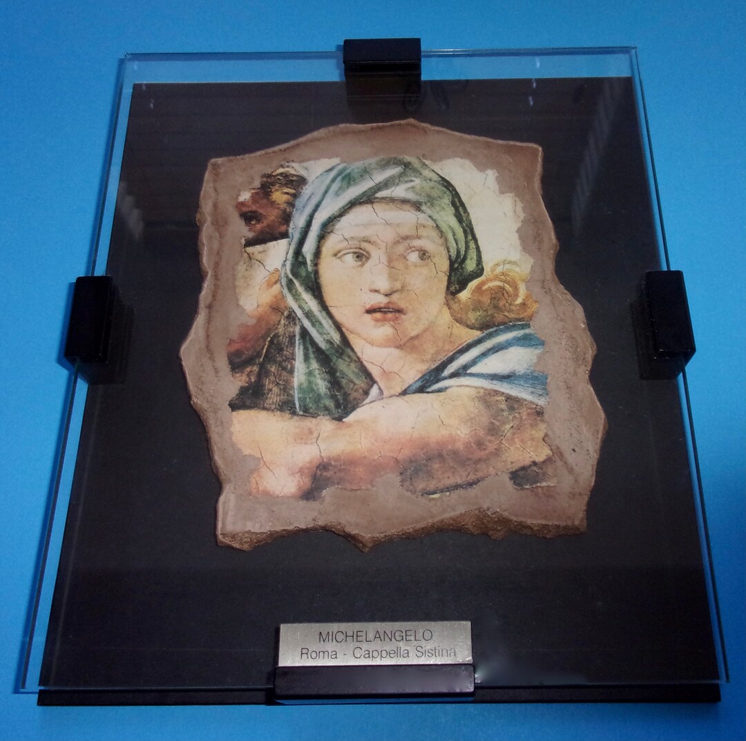 LA SIBILLA DELFICA Fresco Michaelangelo Roma Cappella Sistina Glass ...