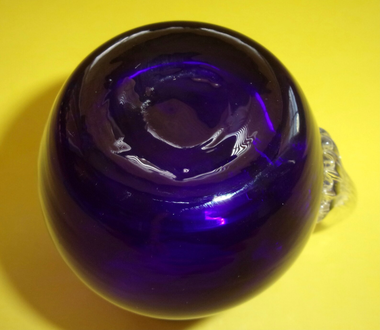 PILGRIM GLASS PITCHER Cobalt Handmade U.S.A. Vintage Clear Applied ...