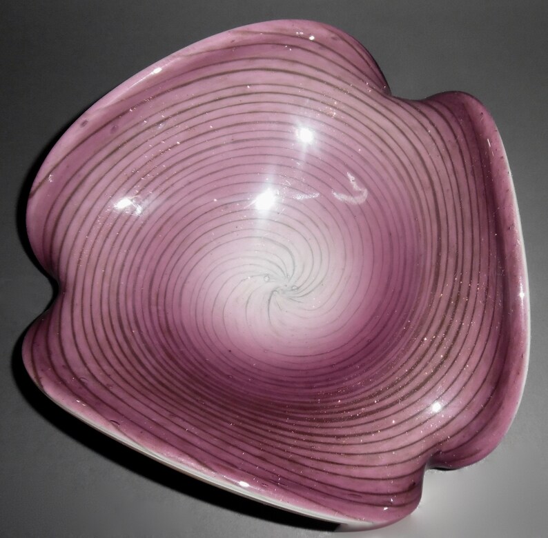 MURANO CASED GLASS Dish Bowl Free Form Swirled Mauve - Etsy