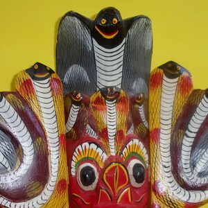 NAGA RAKSHA MASK Vintage Carved Light Weight Wood Bulging Eyes Snake ...