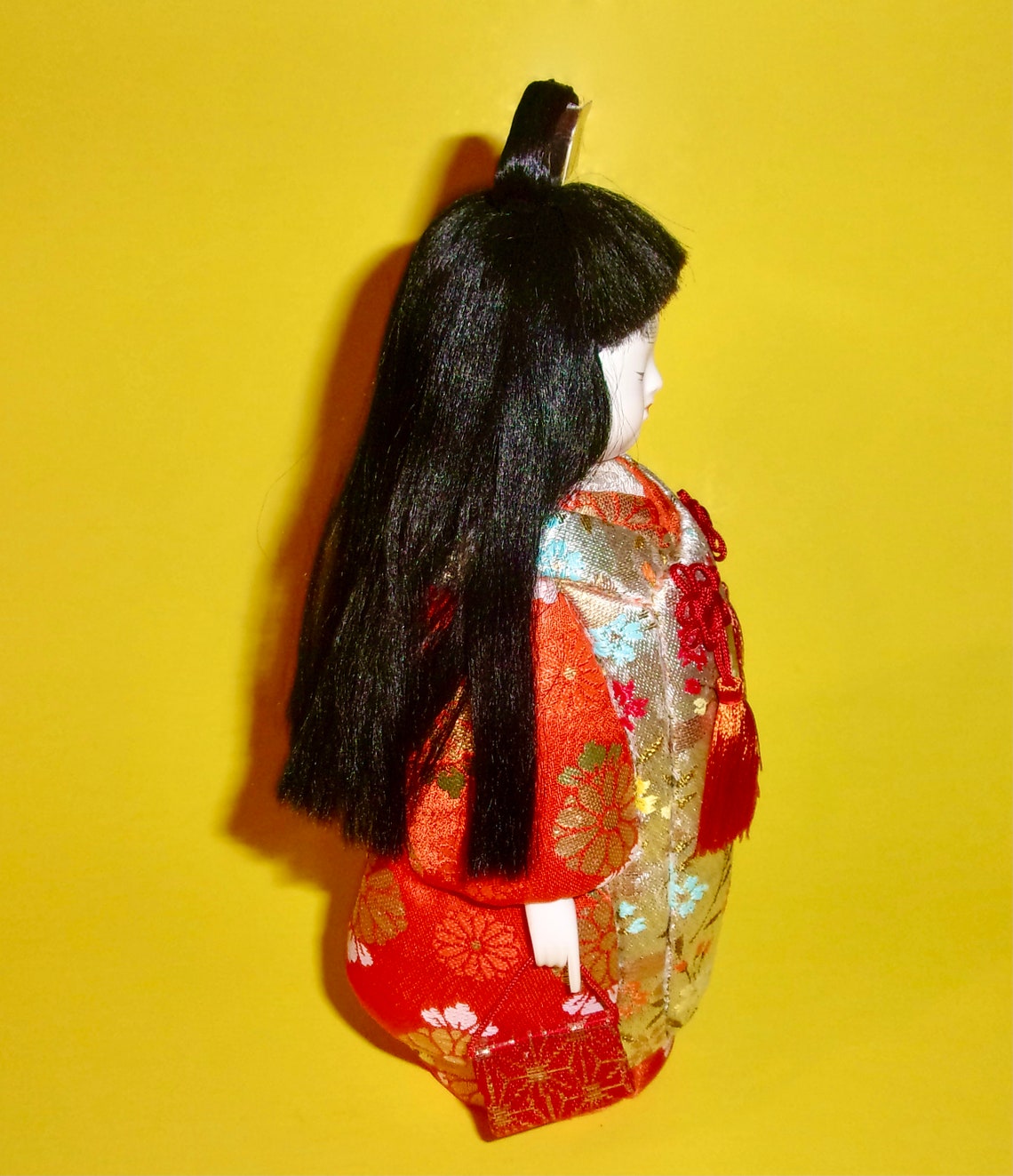 KIMEKOMI GOFUN DOLL Japan Vintage Girl Orange Silver Brocade - Etsy