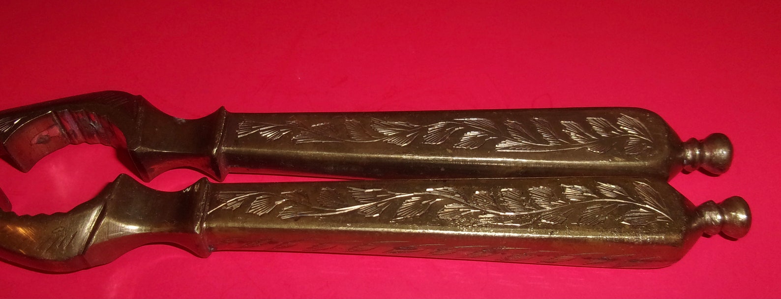 BRASS ANTIQUE NUTCRACKER Solid Engraved Vine Design Heavyweight ...