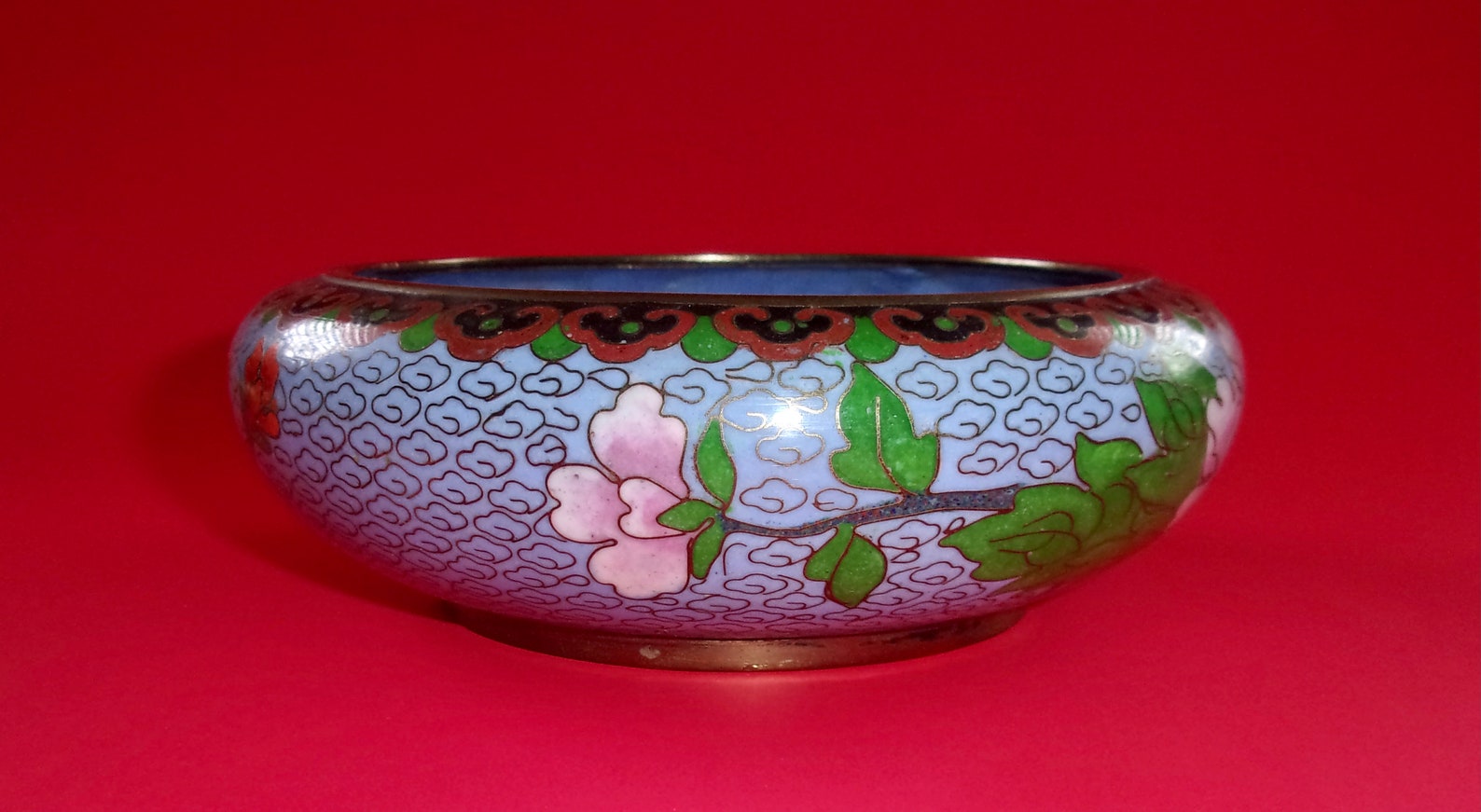 CLOISONNE ENAMELED BOWL Light Blue Chinese Floral Butterfly - Etsy