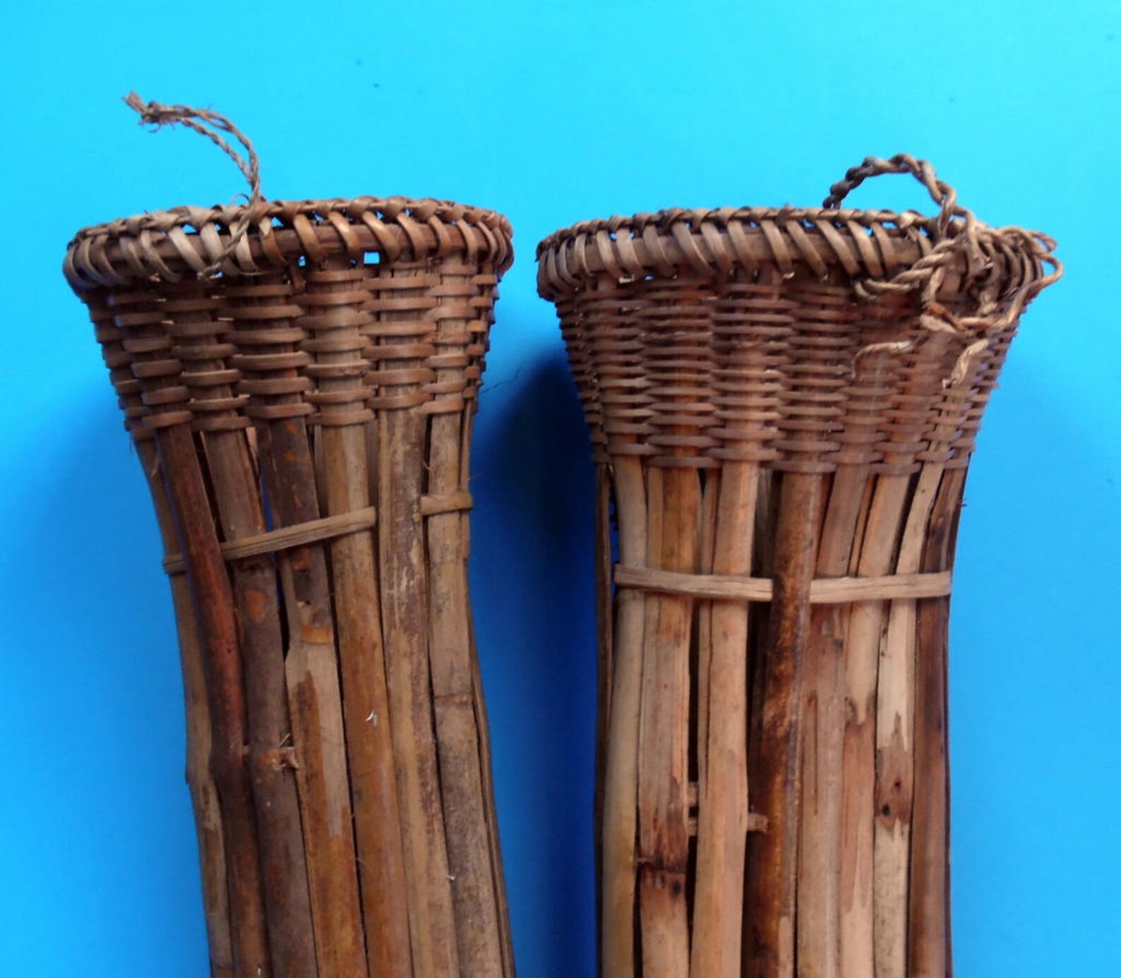 BAMBOO KNIFE SHEATHS Dart Quivers Pair Vintage Antique Thai Malaysian ...