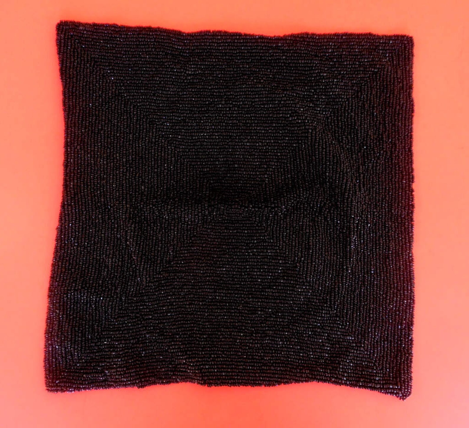 BLACK Glass SEED BEAD Panel Square Repurpose Jewelry Clothes Purse Tote ...