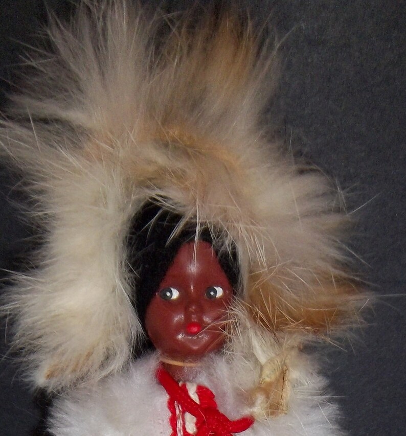 INUIT ALASKAN DOLL Native Eskimo Vintage Dark Skinned Faux Real Fur ...