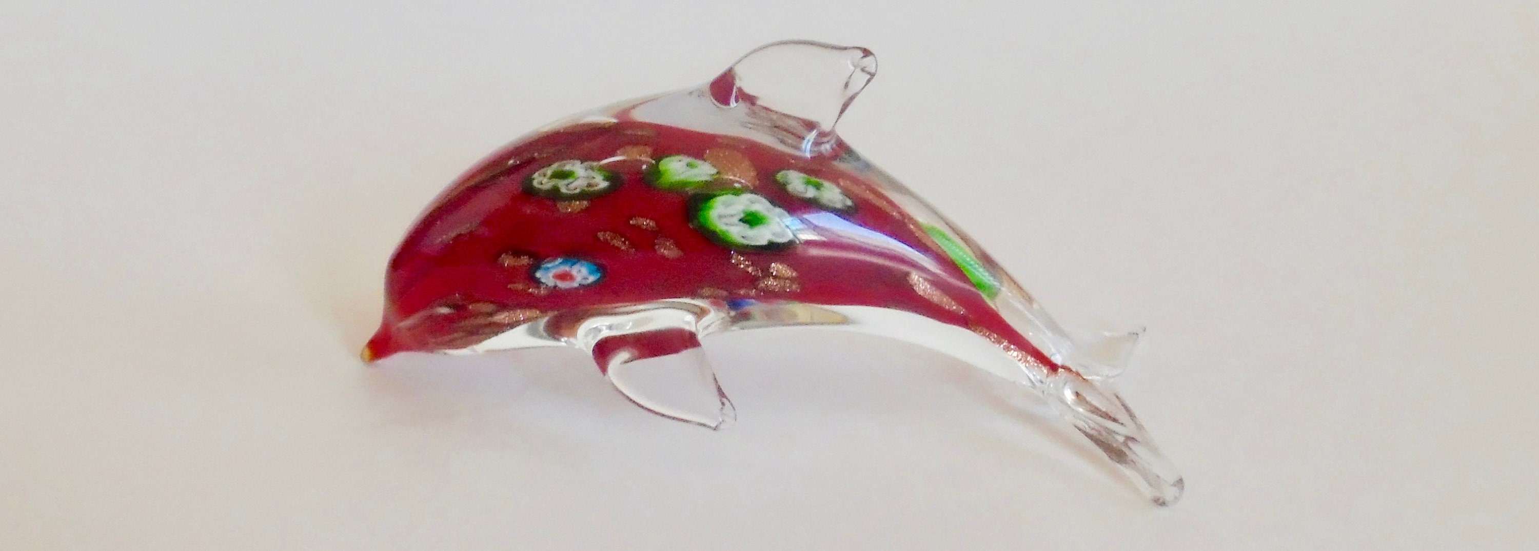 BLOWN GLASS DOLPHIN Paperweight Figure Vintage Red Cranberry - Etsy UK