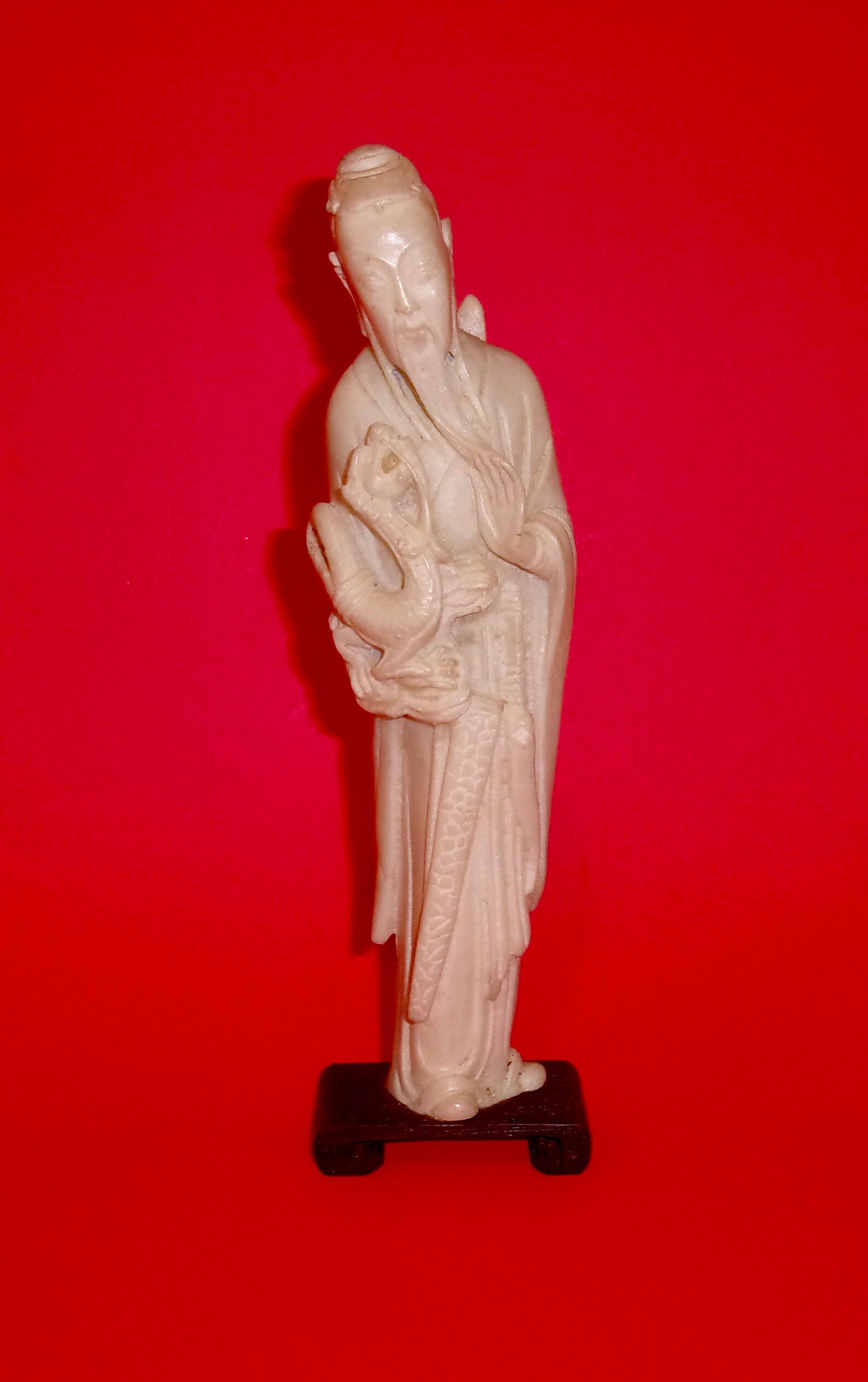 STONE CARVED ASIAN Man Antique Soapstone Man Long Beard Dragon | Etsy