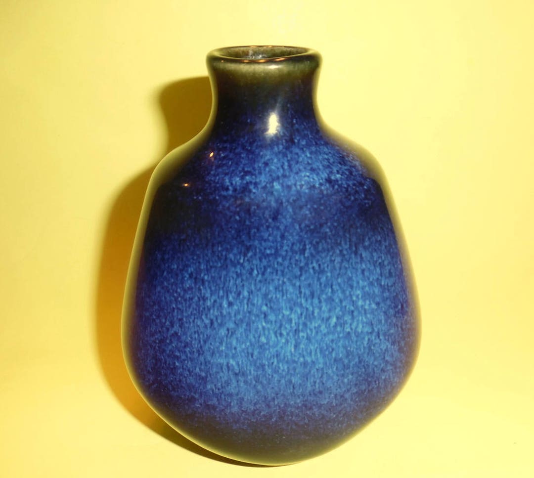 JAPANESE FLAMBE VASE Blue and Black Drip Glaze Japan Early 20th Century ...