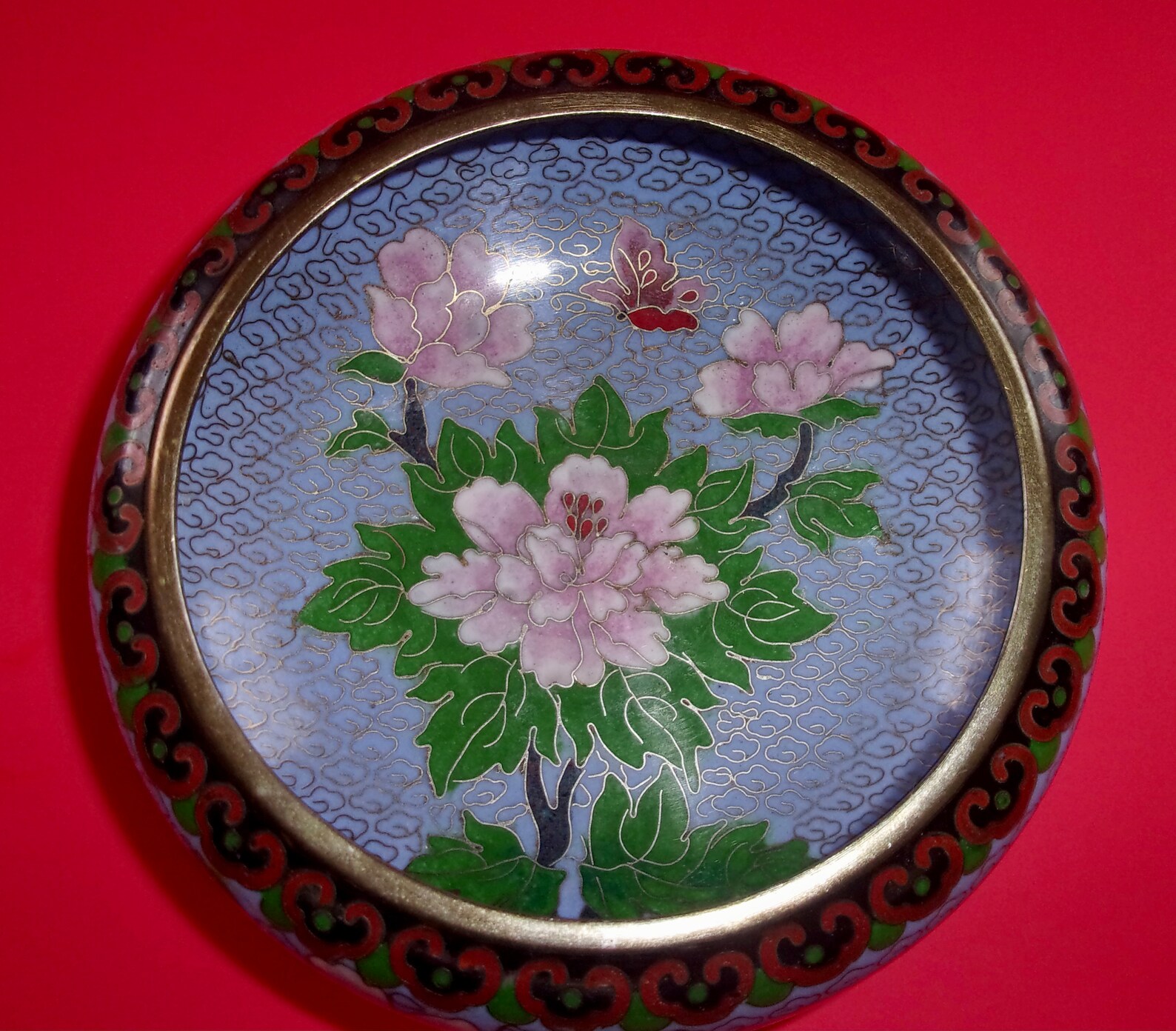 CLOISONNE ENAMELED BOWL Light Blue Chinese Floral Butterfly - Etsy