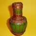 AWAJI WARE VASE Japan Antique Asian Woven Wicker Bamboo Emerald Green ...