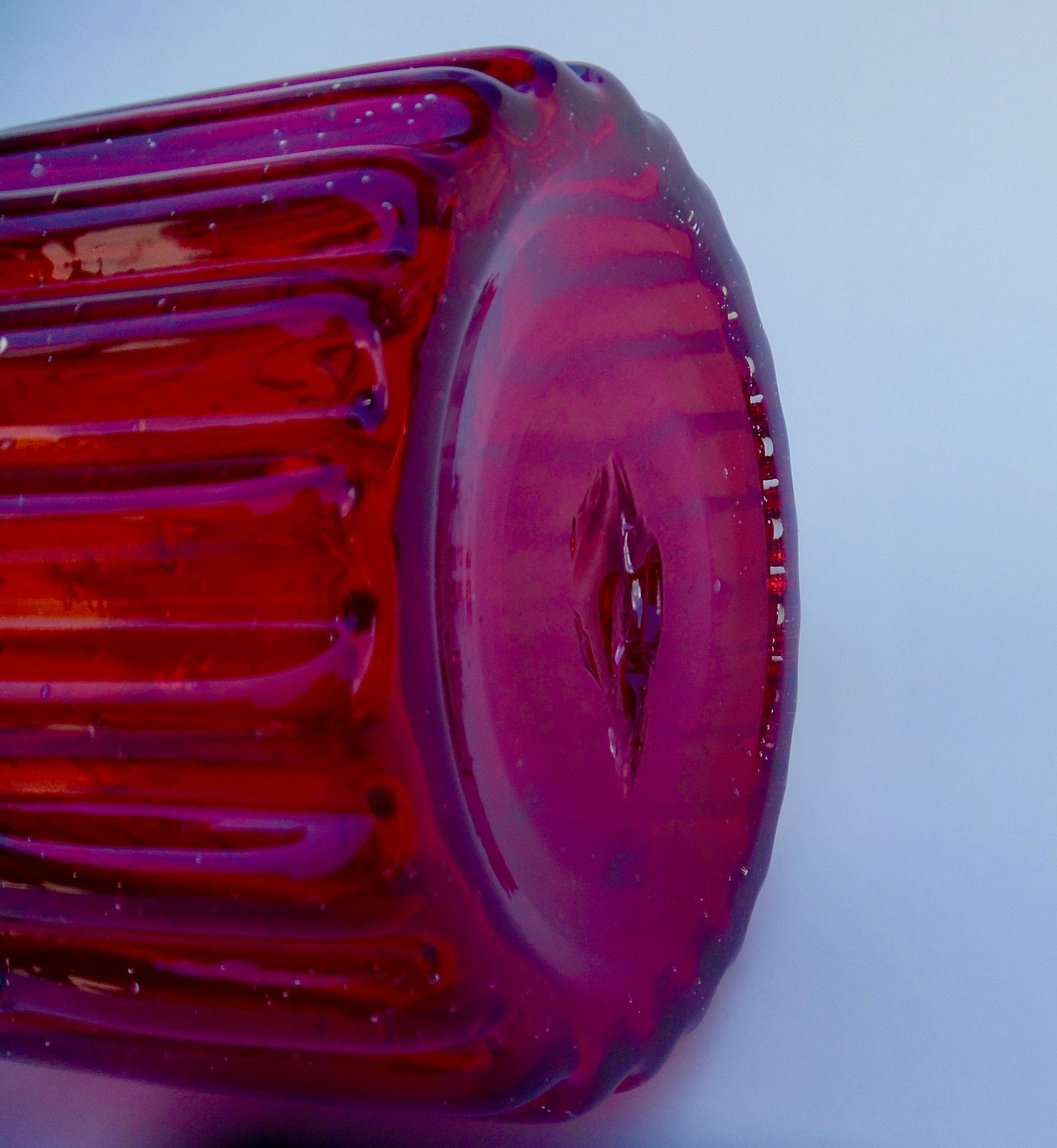 ANTIQUE RED VASE Glass Millefiori Ribbed Blown Pontil Scar - Etsy