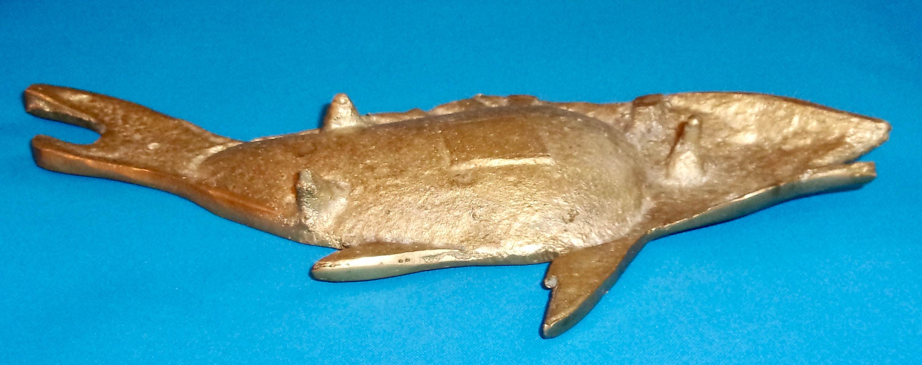 FISH ASHTRAY PERU Solid Brass Parrotfish Vintage Pez Loro Jeweled Eye ...
