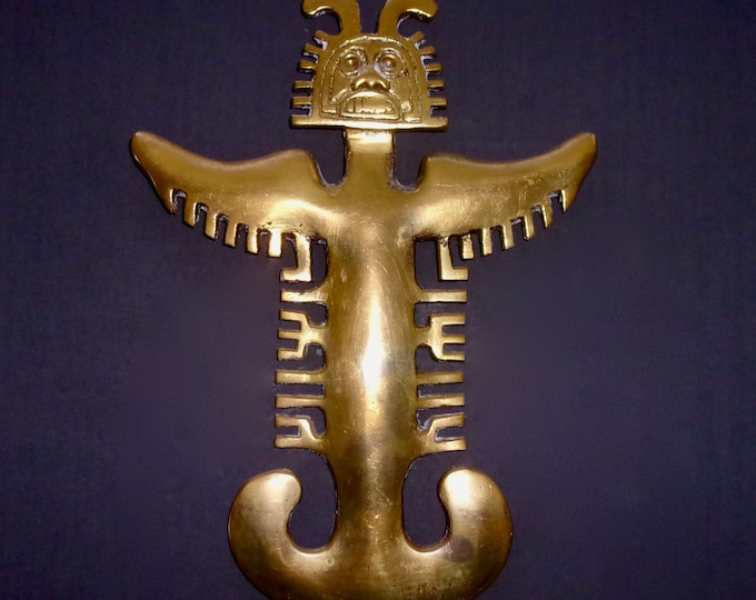 TUMI KNIFE NAYLAMP Naymlap Brass Solid Sacred Deity Figure Vintage ...