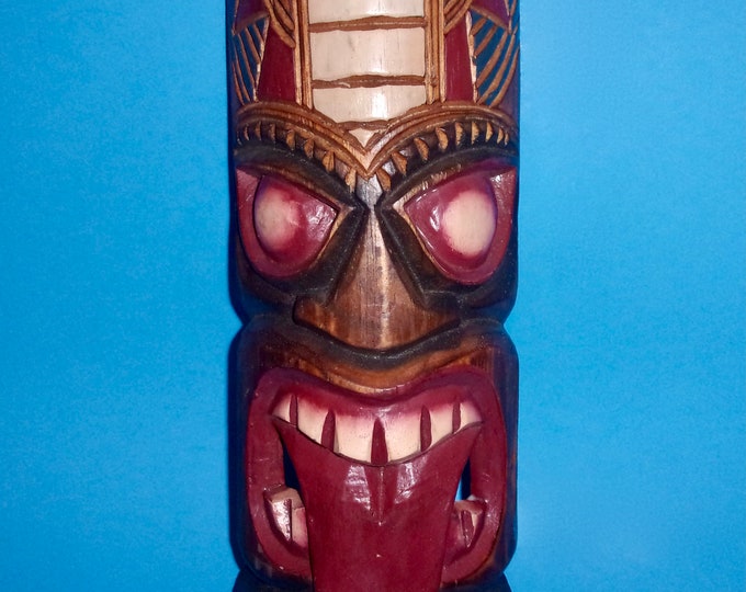 TIKI MASKS TONGUE Teeth Pair (2) Vintage Warrior Lightweight Wood ...