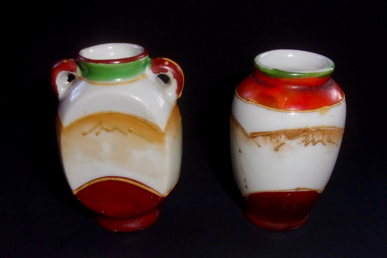 OCCUPIED JAPAN VASES Miniature Pair Hand Painted Japanese - Etsy